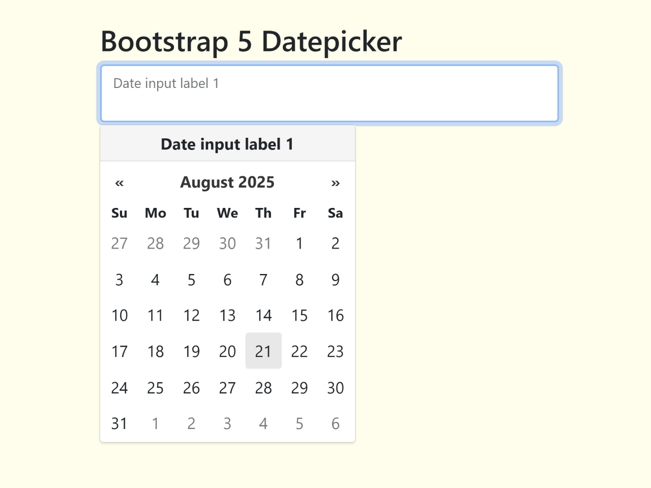 Bootstrap 5 Datepicker Using Vanilla JS - W3Frontend
