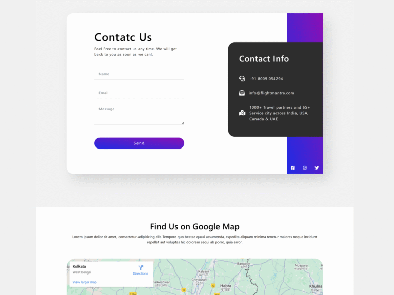 Contact Us Page Design HTML CSS Code - W3Frontend