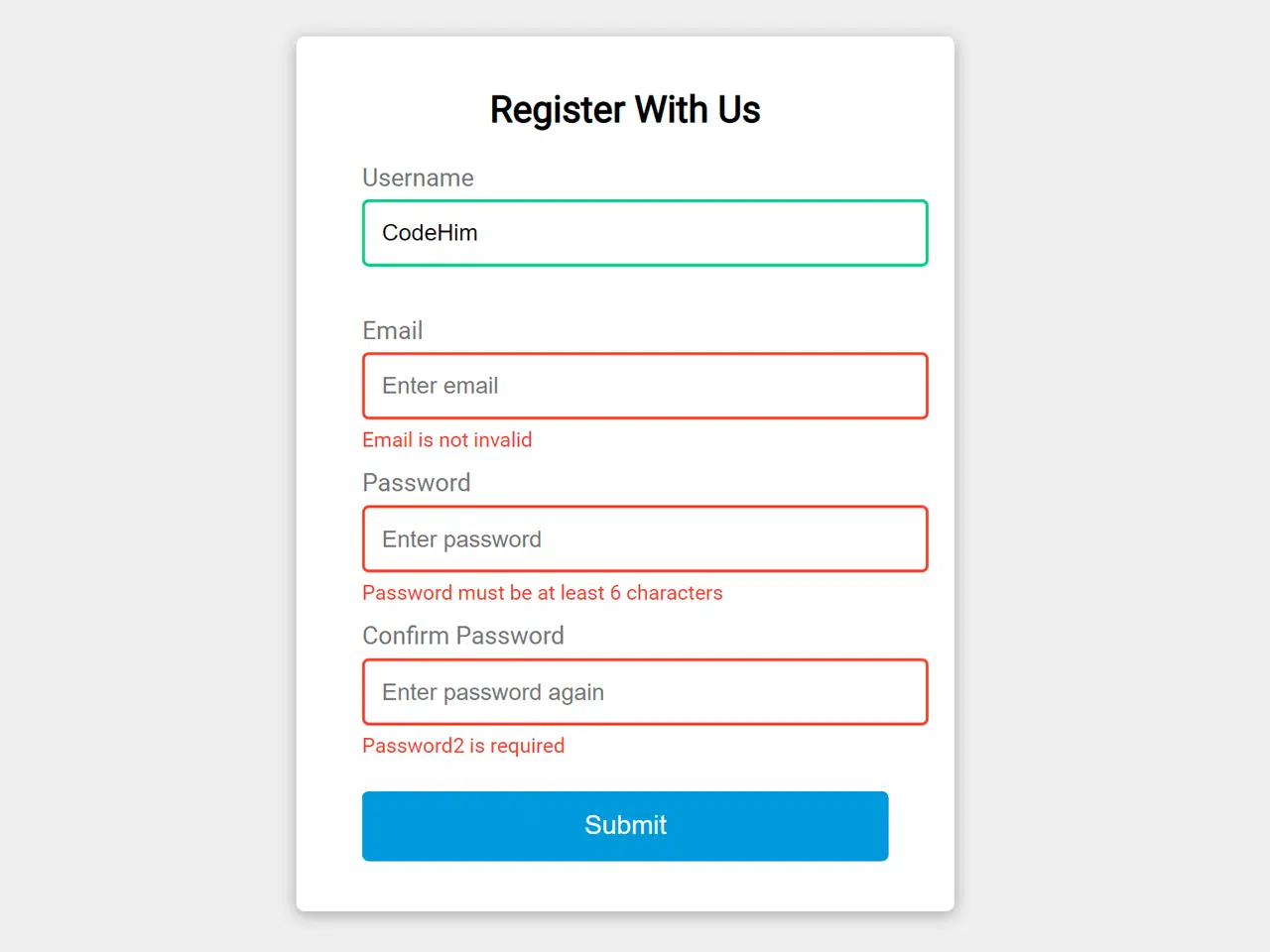 Form Validation In Javascript Code - W3Frontend