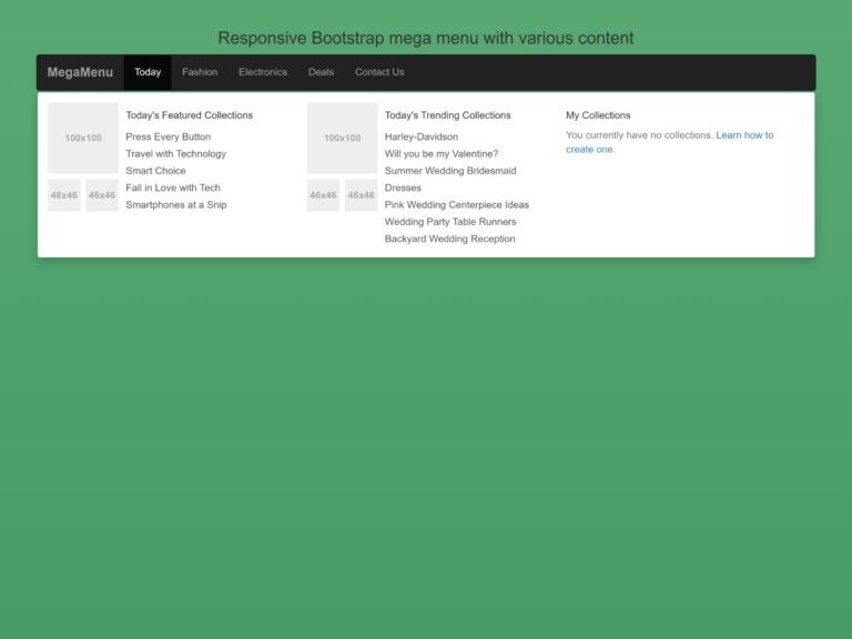 Bootstrap Mega Menu Responsive Navbar - W3Frontend